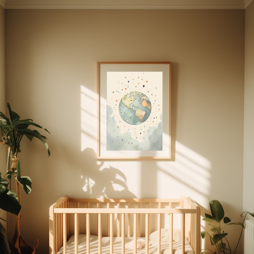 Earth Nursery Poster Planet Wall Art Minimalist Print Digital Download ...