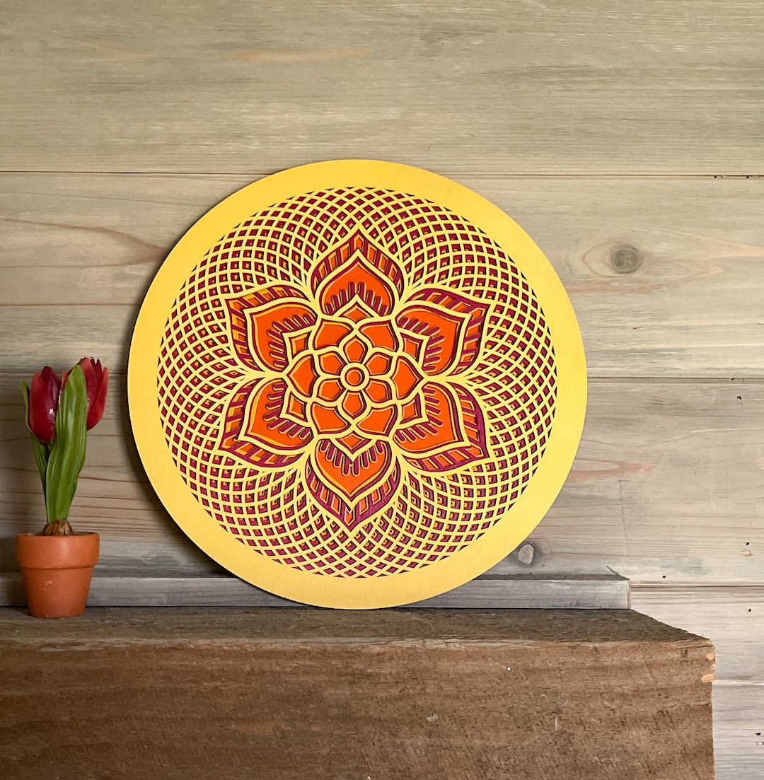 Rosette Made With Six Laser Cut Layers, Hand Painted in Orange and ...
