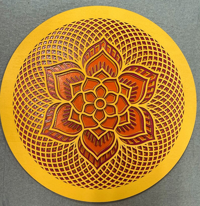Rosette Made With Six Laser Cut Layers, Hand Painted in Orange and ...