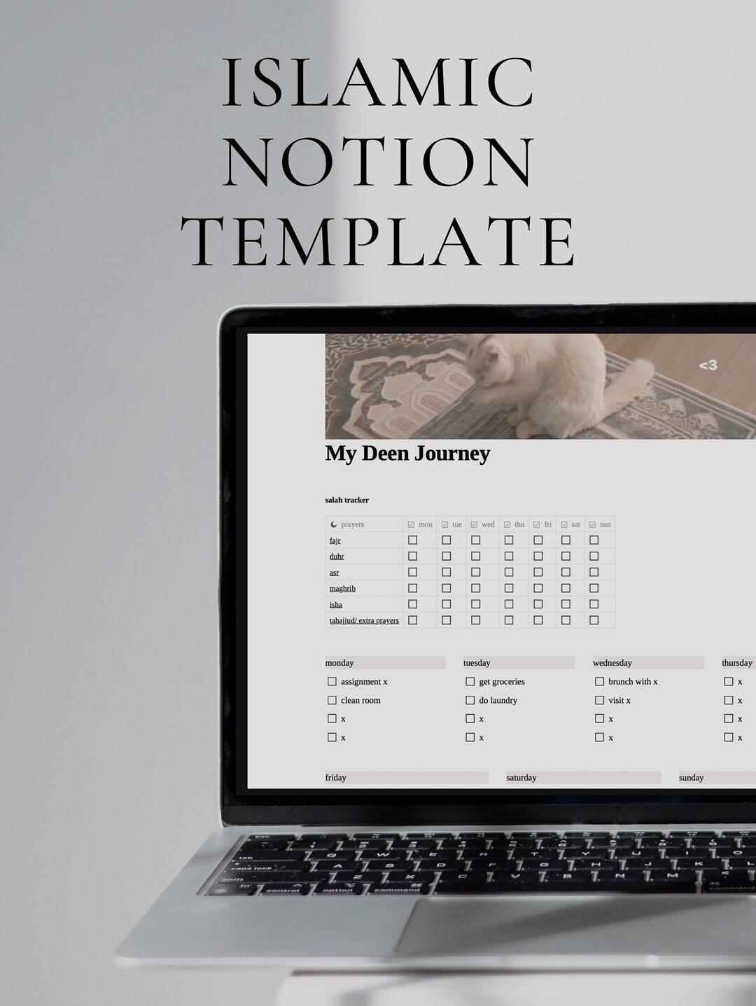 My Deen Journey, Islamic Journal, Notion Template, Islamic Notion ...