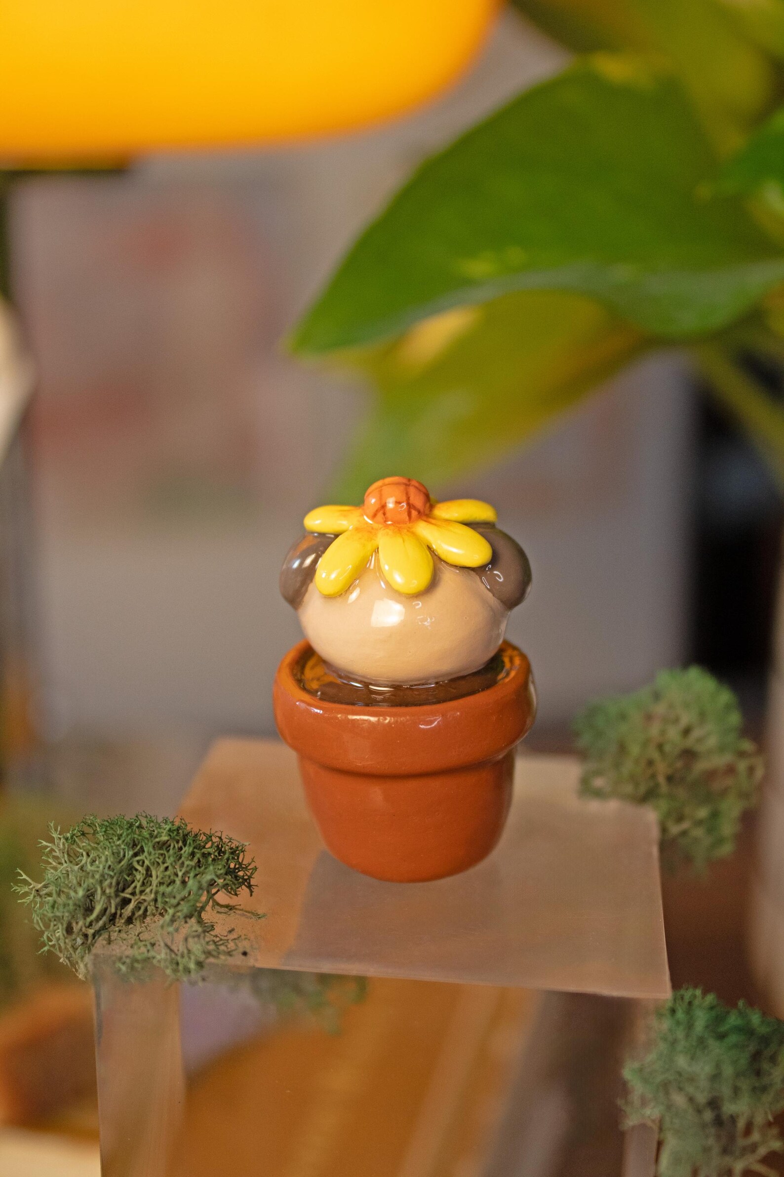 Handmade Clay Pug Sunflower Sculpture: Cottagecore Desk Decor - Etsy