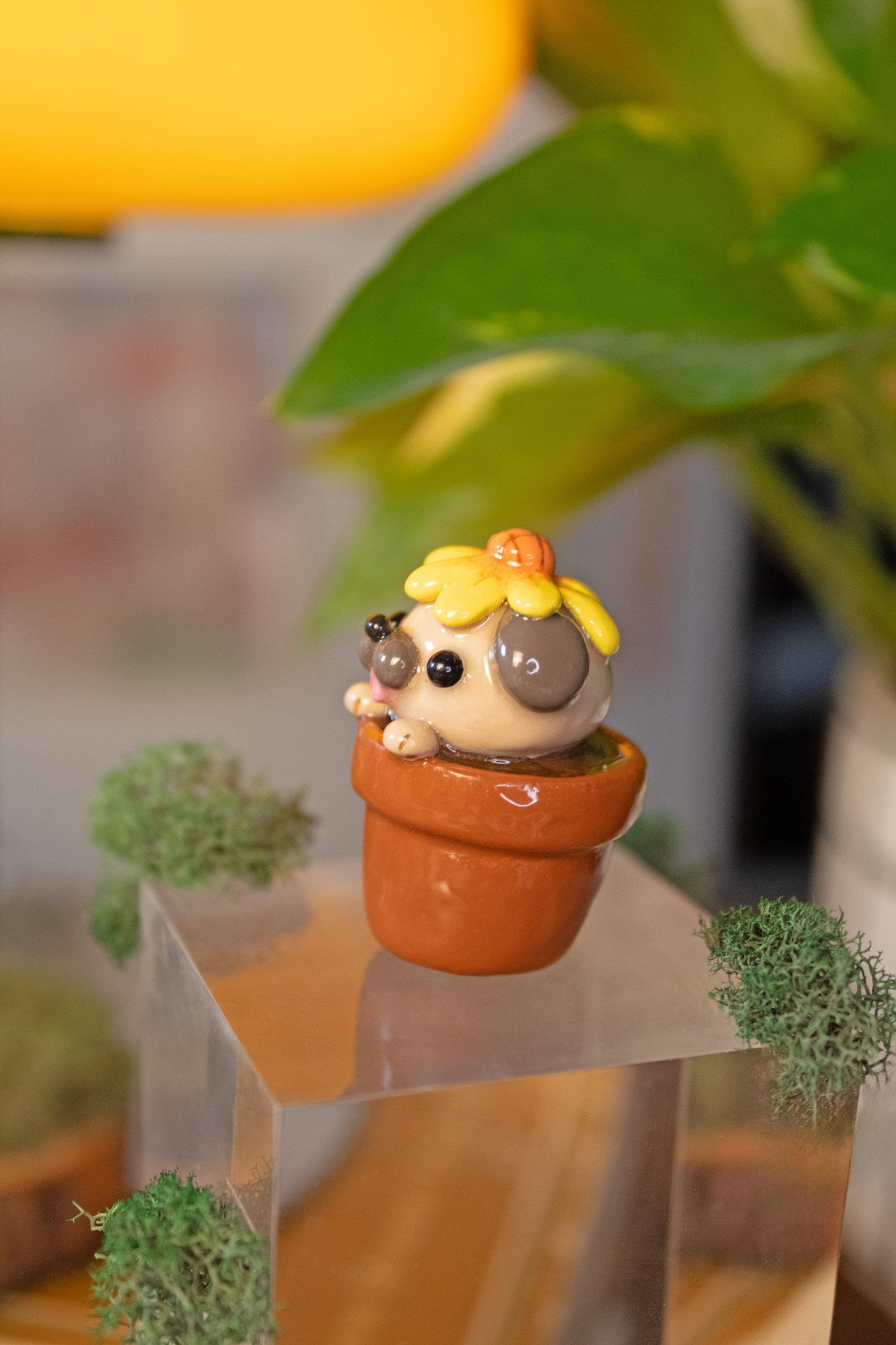 Handmade Clay Pug Sunflower Sculpture: Cottagecore Desk Decor - Etsy