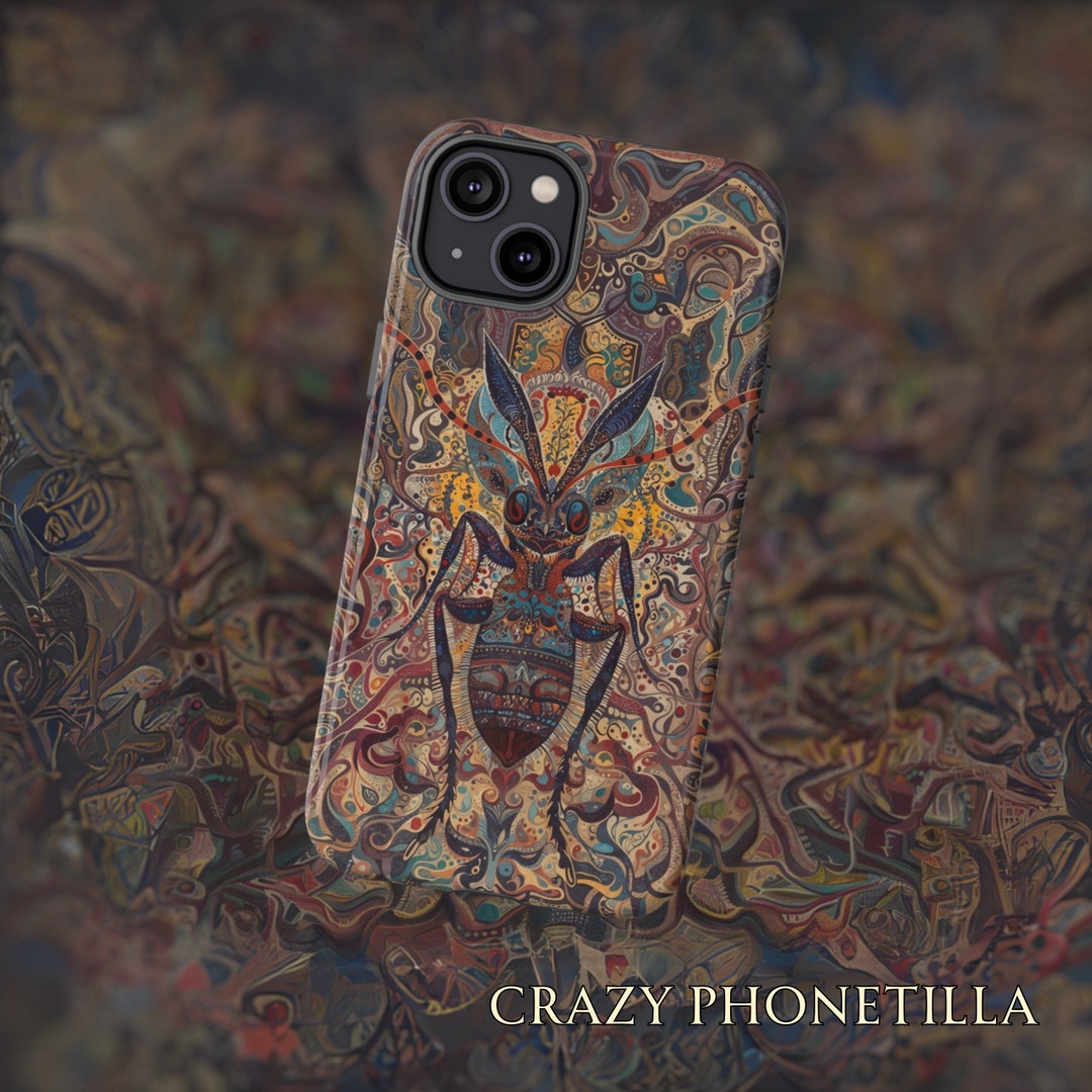 Psychedelic Praying Mantis Phone Case, Trippy Art Design, Boho, Insect ...