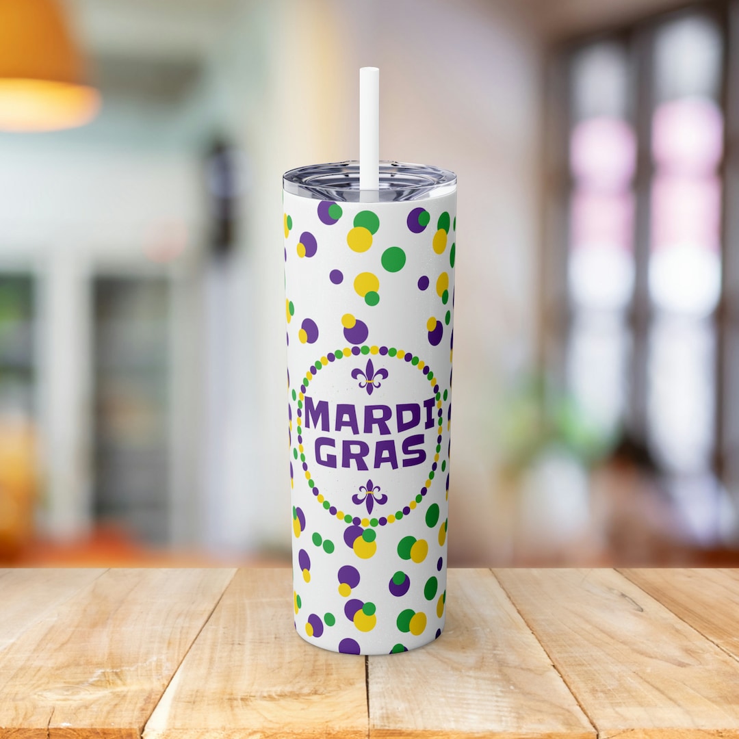 Mardi Gras Skinny Tumbler With Straw, 20oz - Etsy