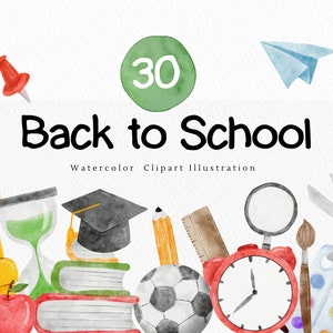Back to School Clipart, Watercolor School, Teacher, Student Classroom ...