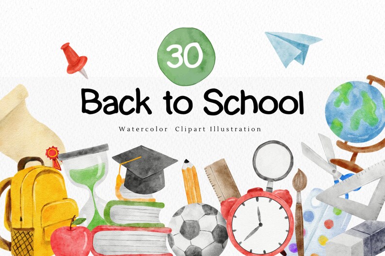 Back to School Clipart, Watercolor School, Teacher, Student Classroom ...