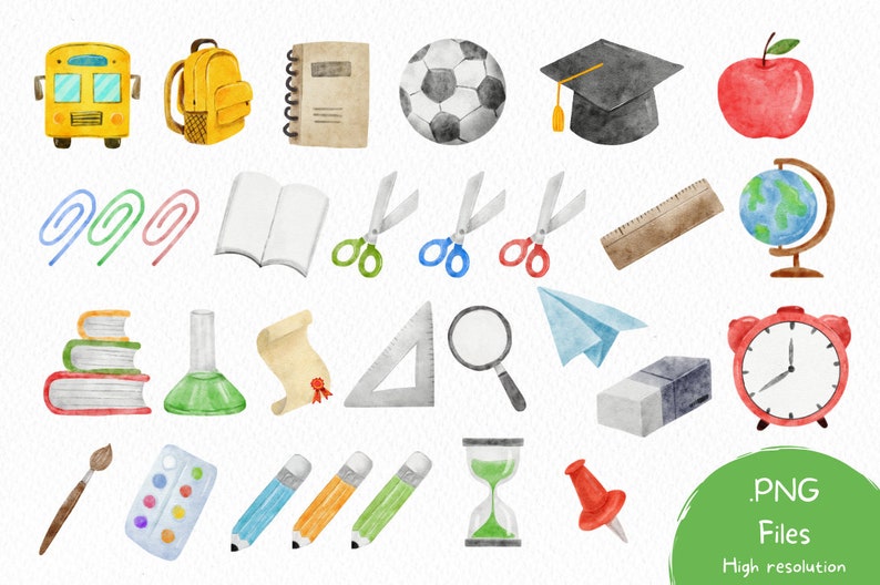 Back to School Clipart, Watercolor School, Teacher, Student Classroom ...