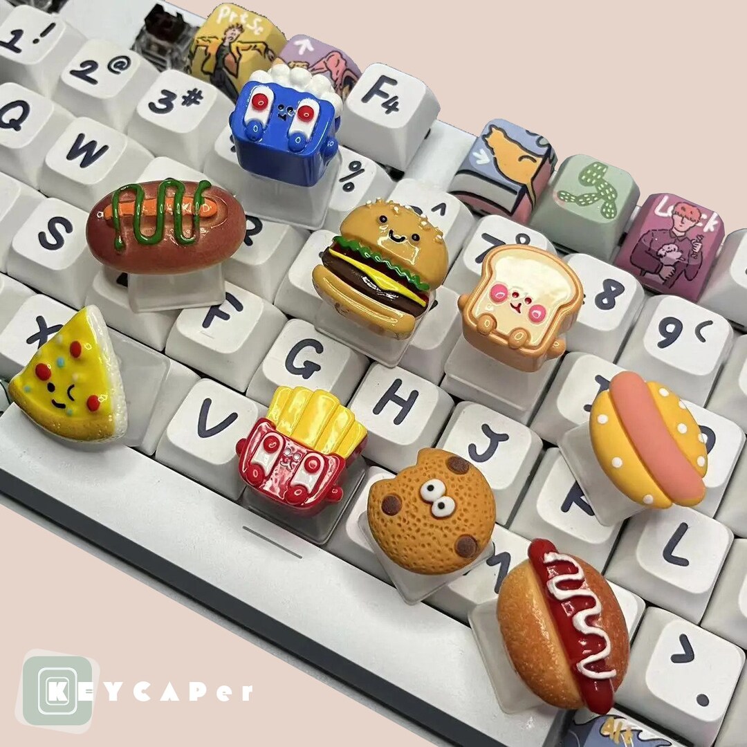 Personalized Food Keycaps Hot Dog Hamburger Keycaps Translucent Cross ...