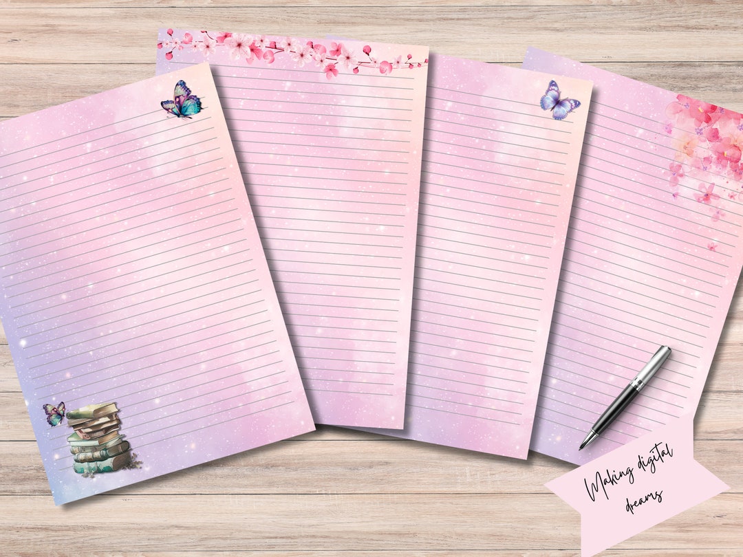 Printable Writing Paper Lined Journal Page Stationery Notebook Instant ...