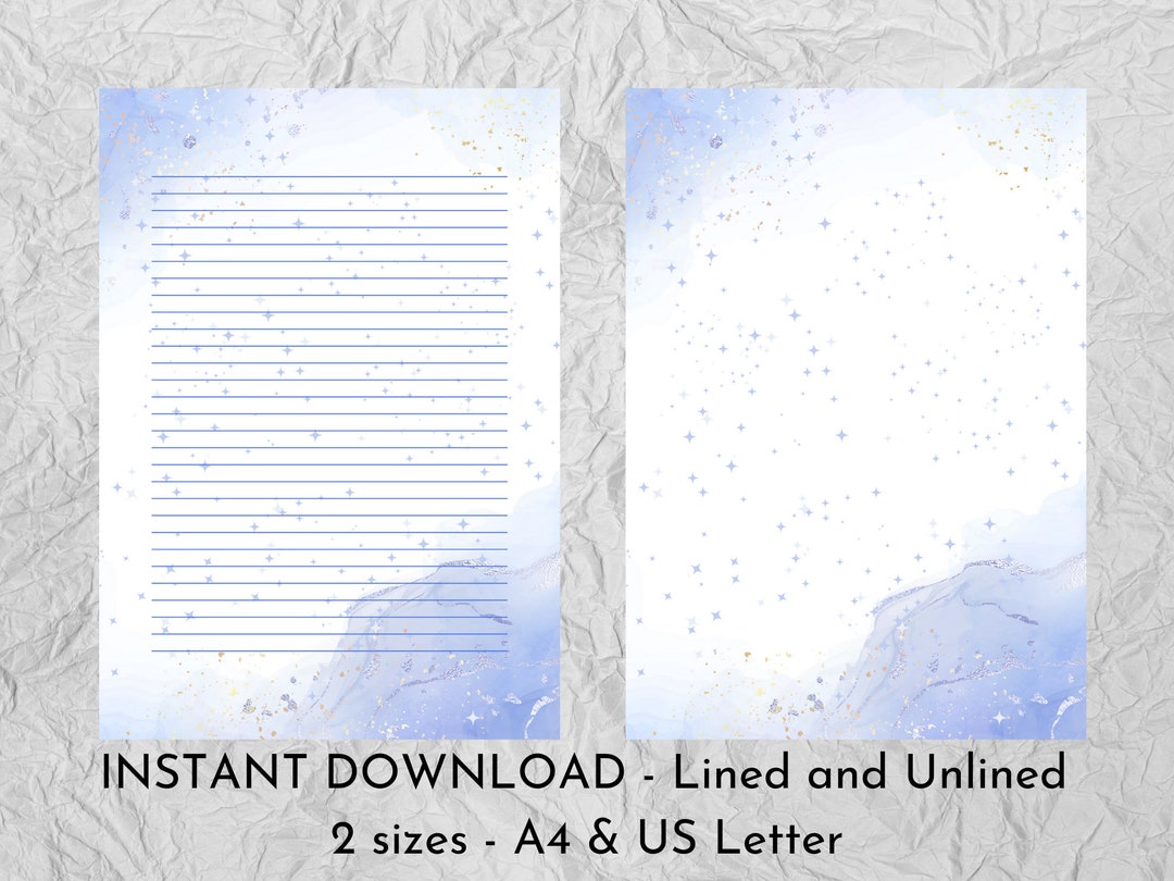 4 Marble Star Purple Blue Printable Writing Paper Journal - Etsy