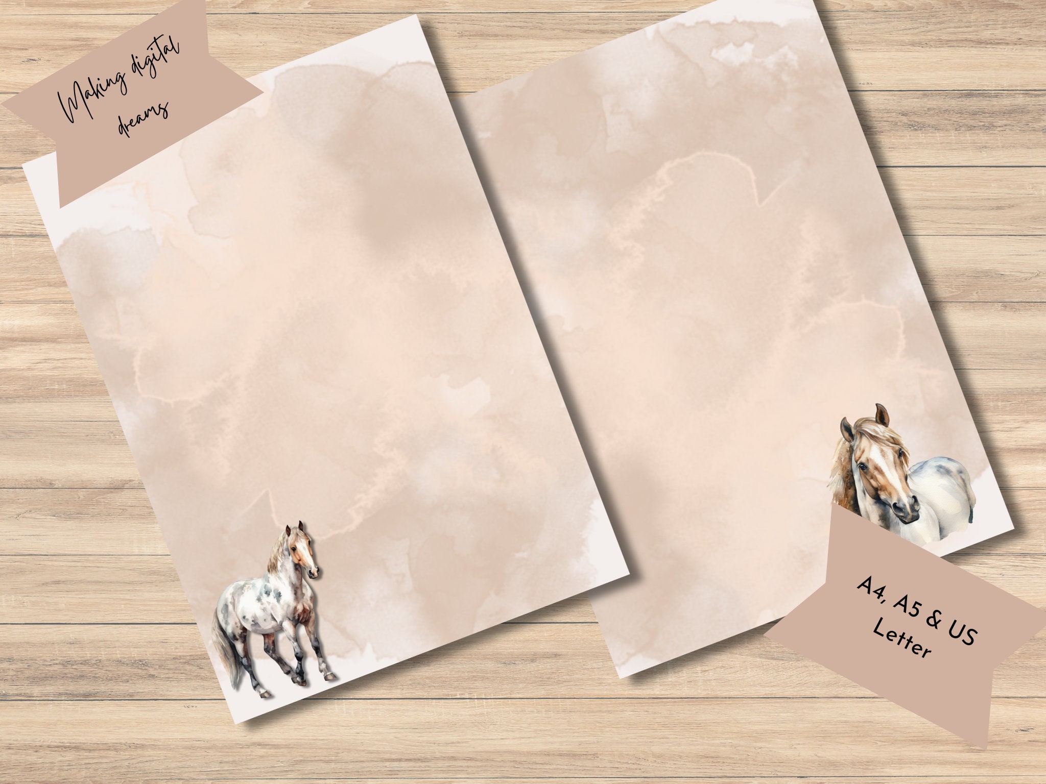 Printable Writing Paper With Horses Lined Unlined Journal Page ...