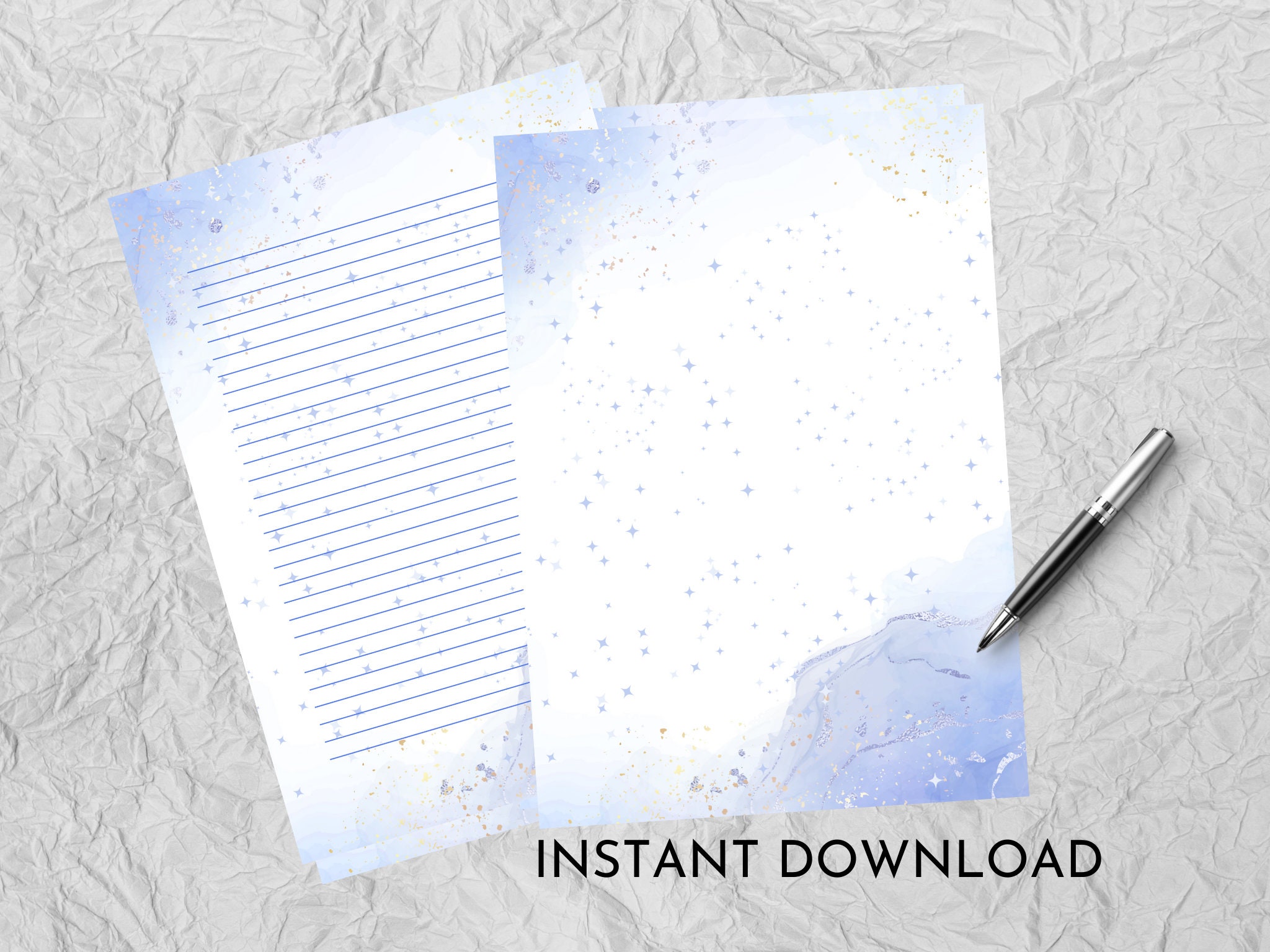 4 Marble Star Purple Blue Printable Writing Paper Journal - Etsy