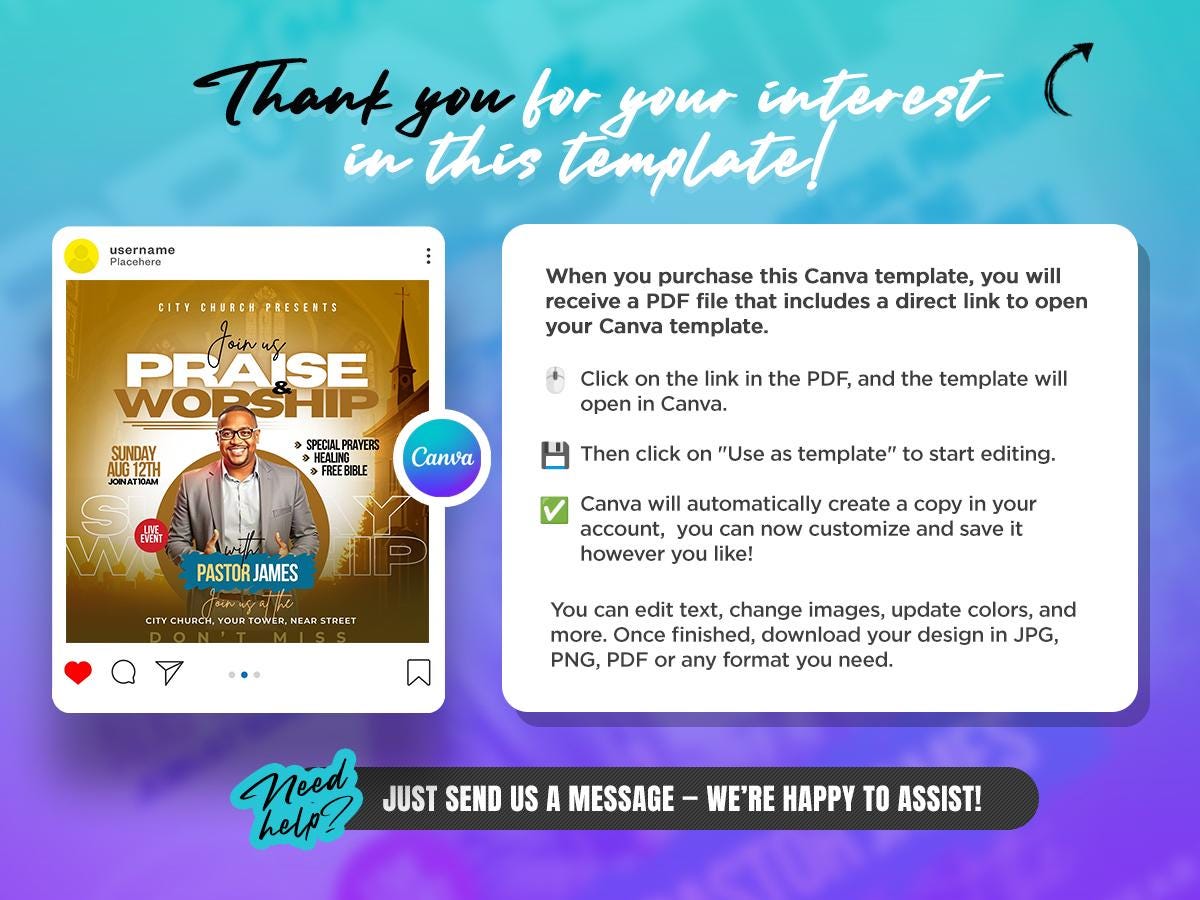 Editable Church Worship Flyer Canva Template, Sunday Service Canva ...