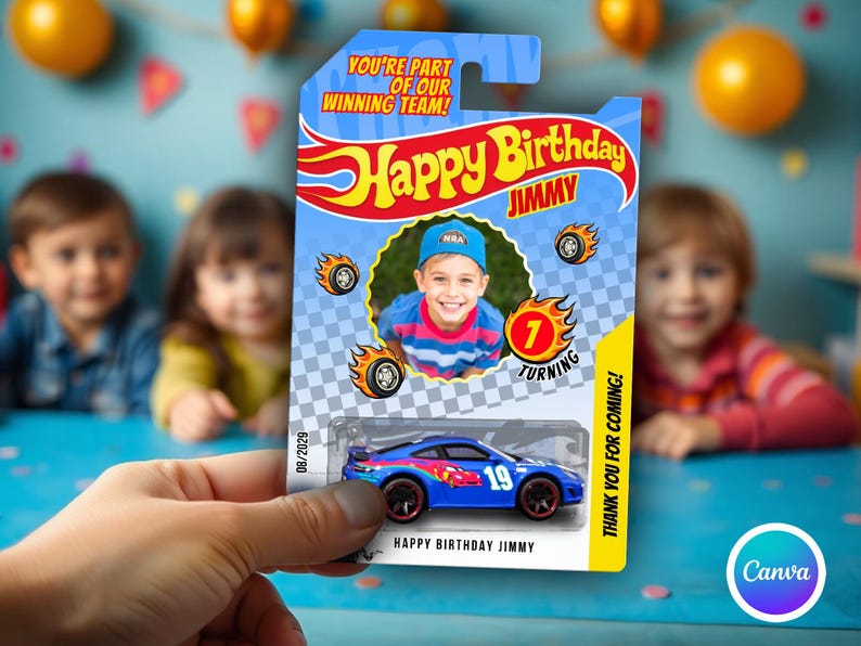 Editable Birthday Car Toy Packaging Canva Template, Kids Party Favor ...