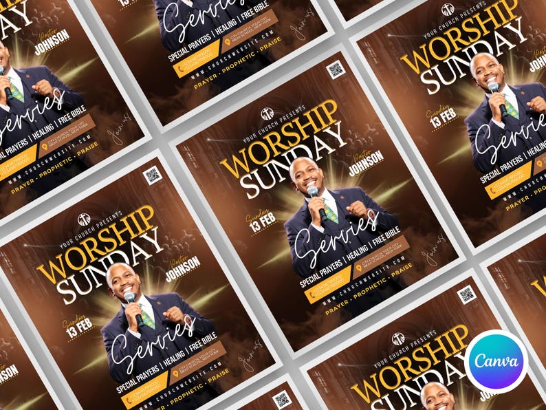 Editable Church Worship Sunday Flyer, Weekly Church Service ...