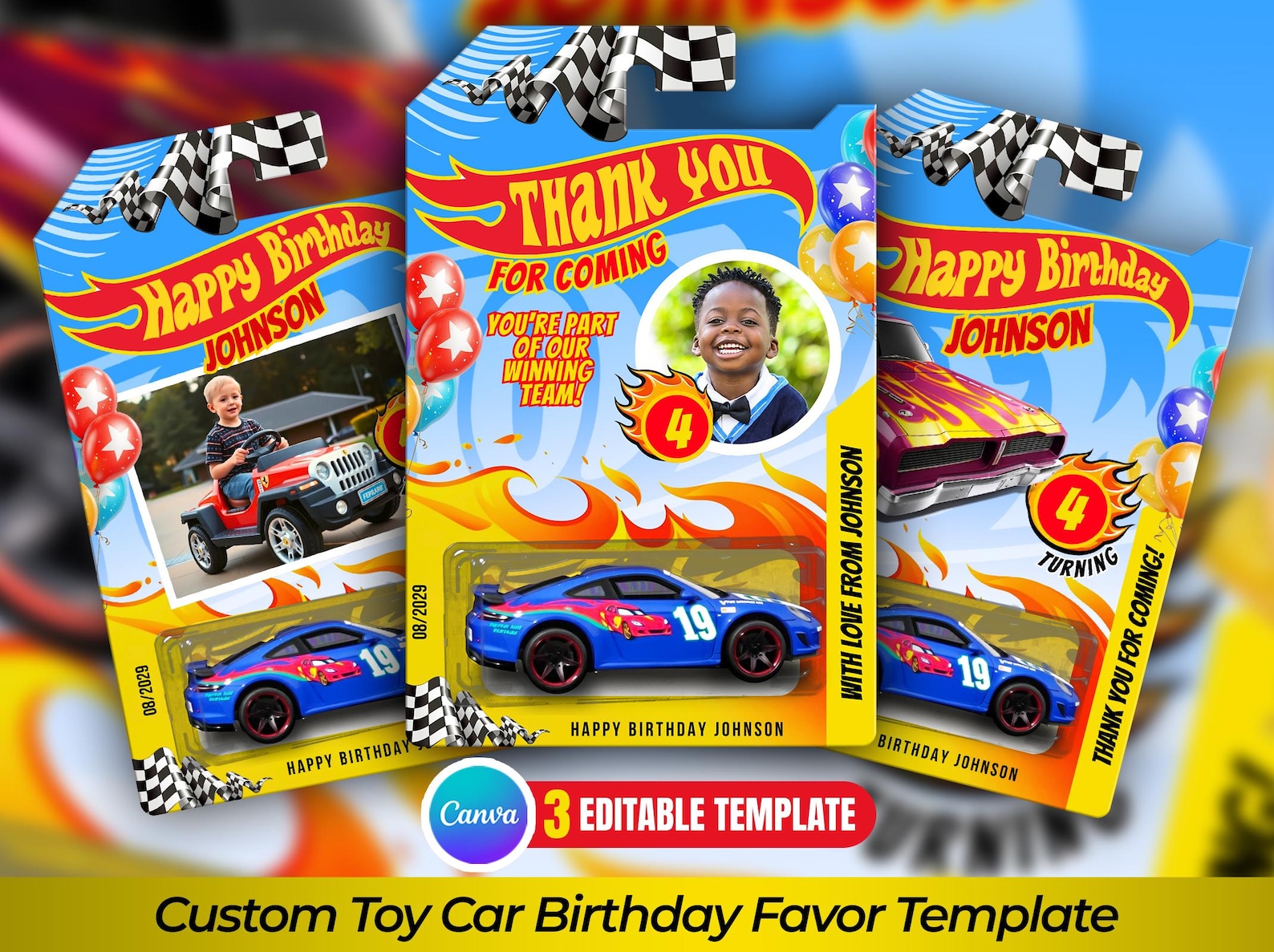 Editable Birthday Toy Car Packaging, Car Wheels Favor Template ...