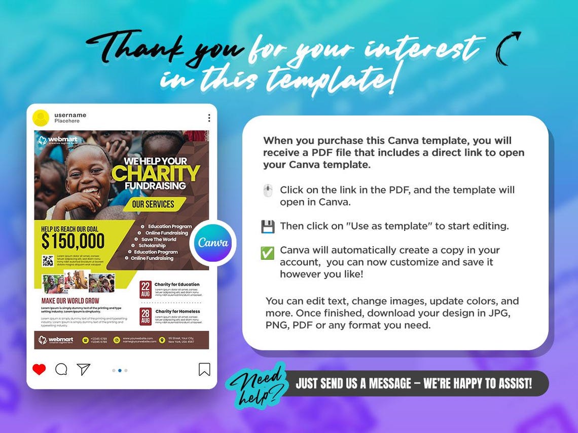 Editable NGO Charity Fundraisers Flyer Canva Template, Non-profit Event ...