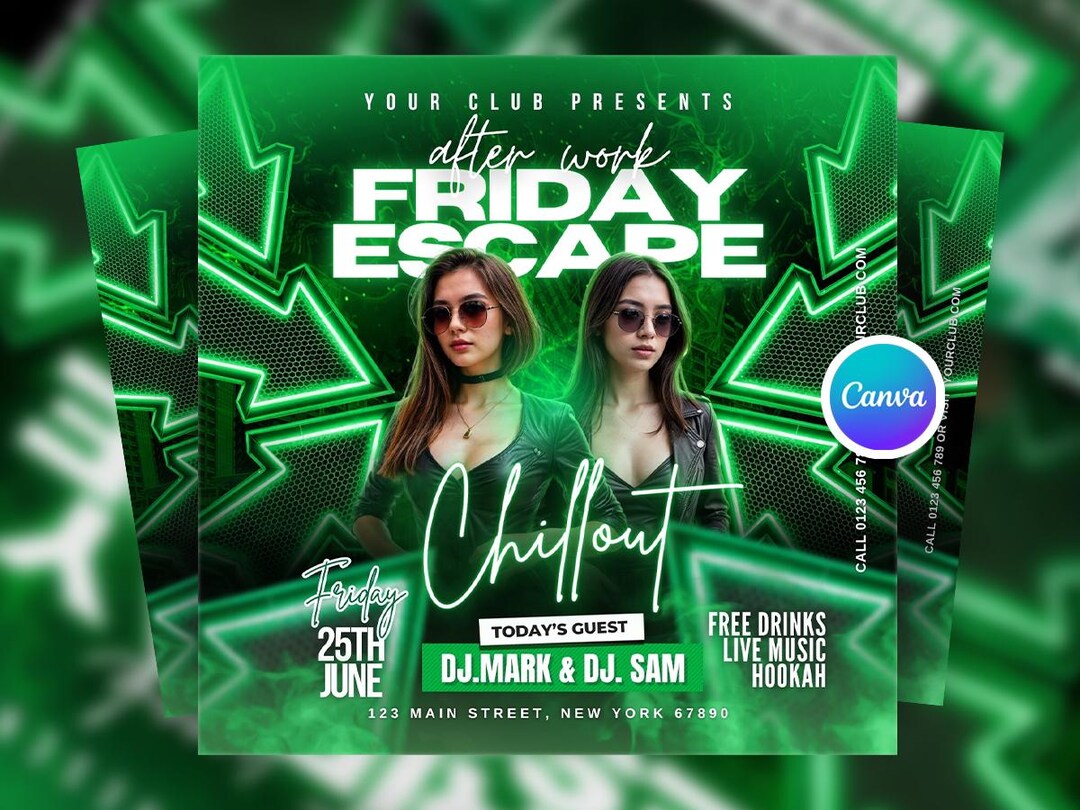 Friday Night Party Flyer Canva Template, Editable Club Party Flyer, DJ ...