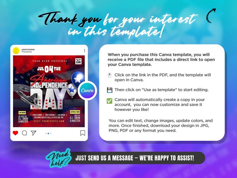 Editable 4th of July Celebration Flyer Canva Template, Independence Day ...