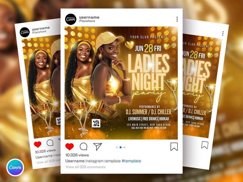 Editable Weekend Night Club Party Flyer Canva Template, DJ Event Flyer ...