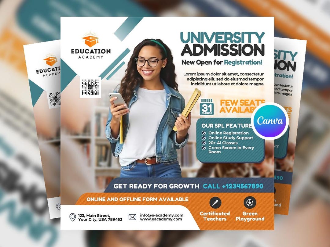 Editable School University Promotion Flyer Canva Template, Digital ...
