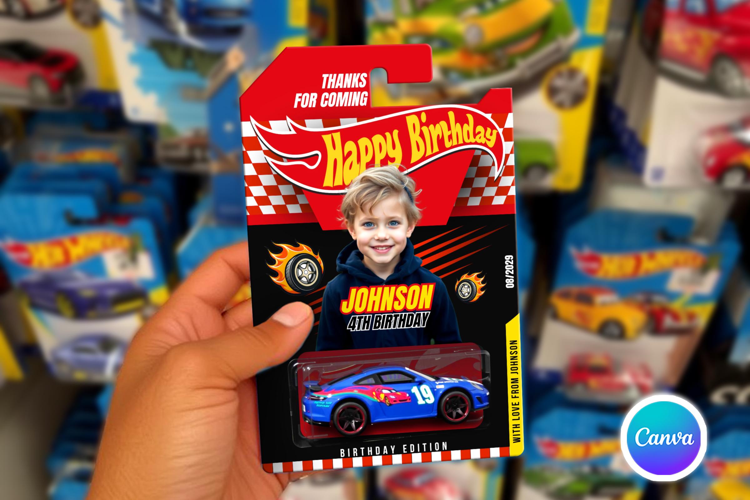 Editable Happy Birthday Race Car Packaging Canva Template, Printable ...