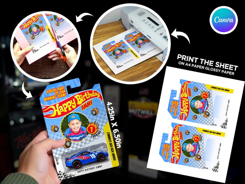 Editable Birthday Car Toy Packaging Canva Template, Kids Party Favor ...