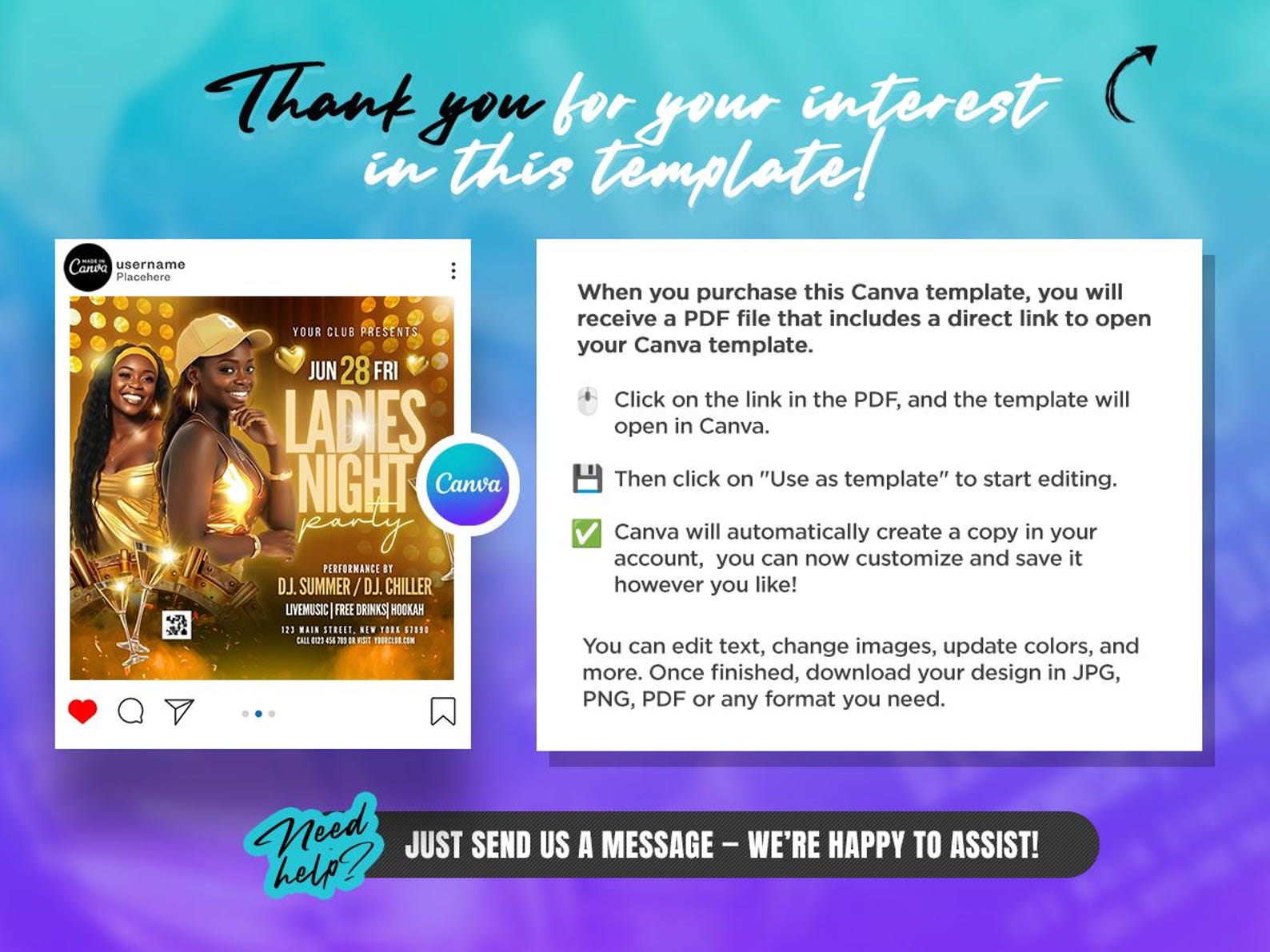 Editable Weekend Night Club Party Flyer Canva Template, DJ Event Flyer ...