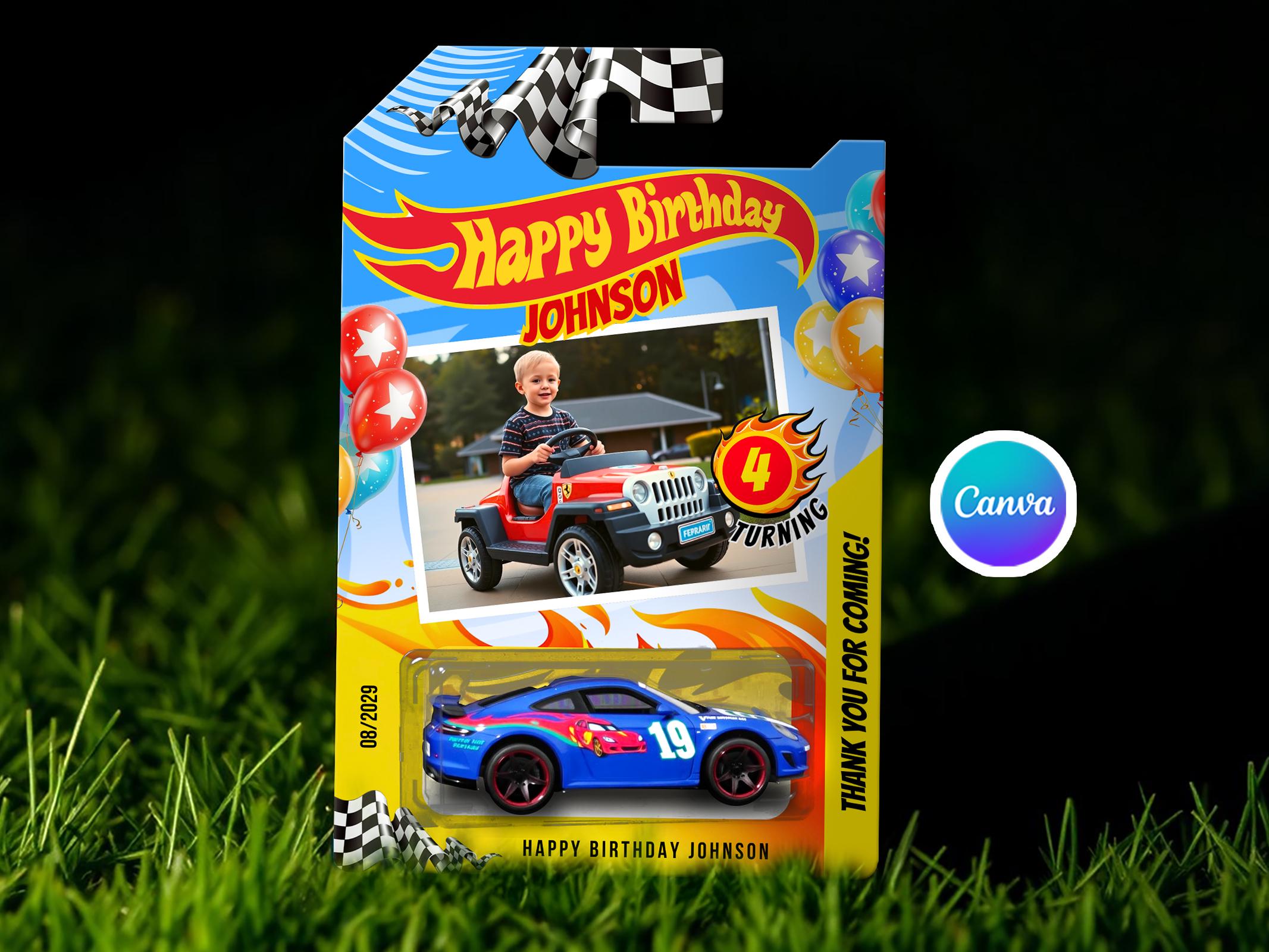 Editable Birthday Toy Car Packaging, Car Wheels Favor Template ...
