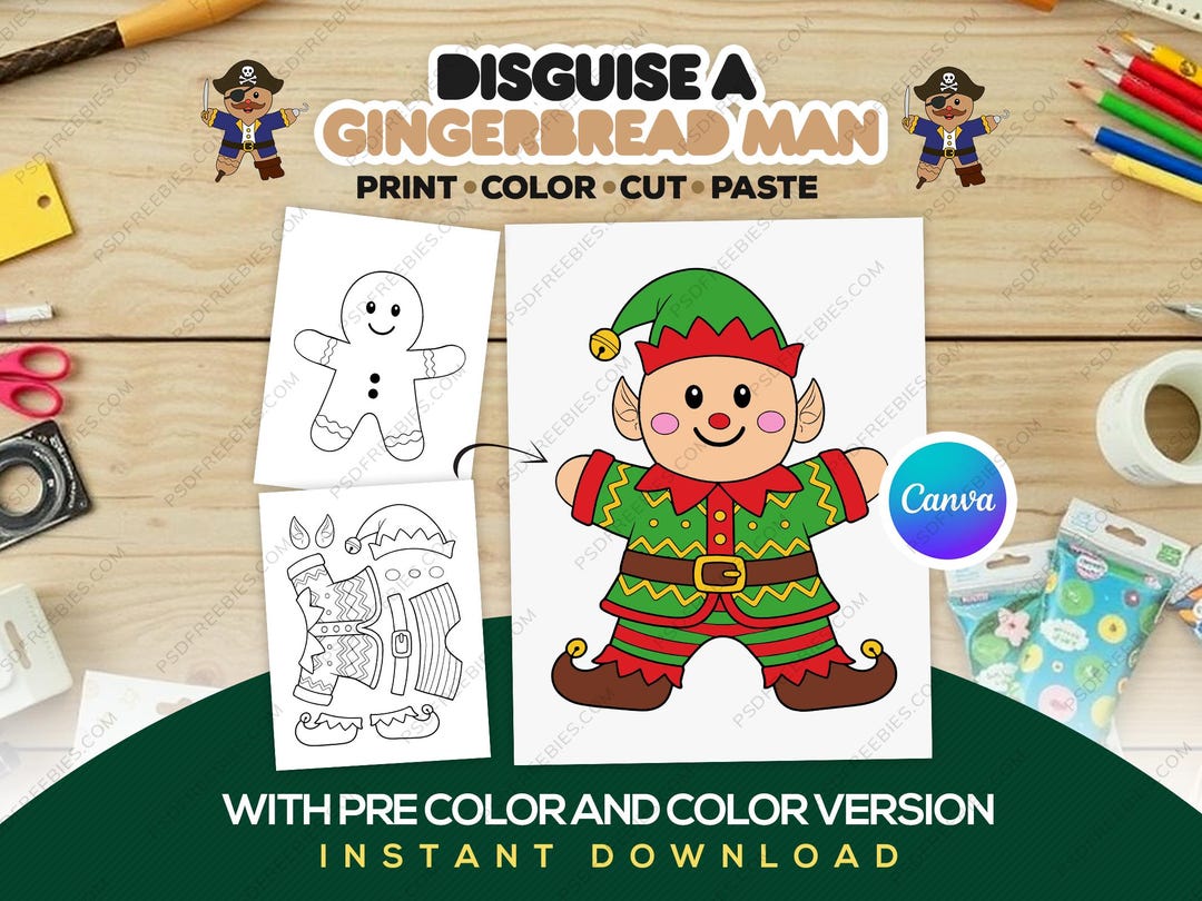 Christmas Elf Gingerbread Man in Disguise, Elf Costume Gingerbread ...