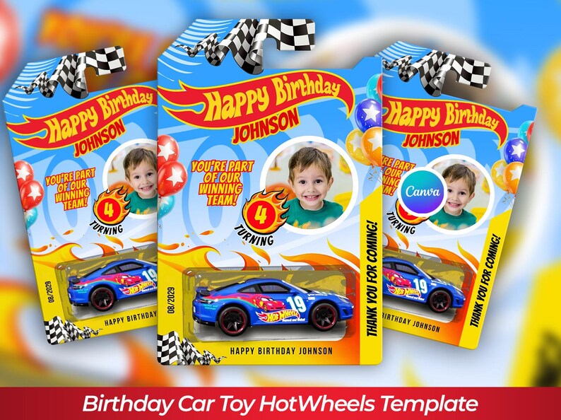 Editable Birthday Toy Car Favor Packaging, Hot Wheels Inspired ...