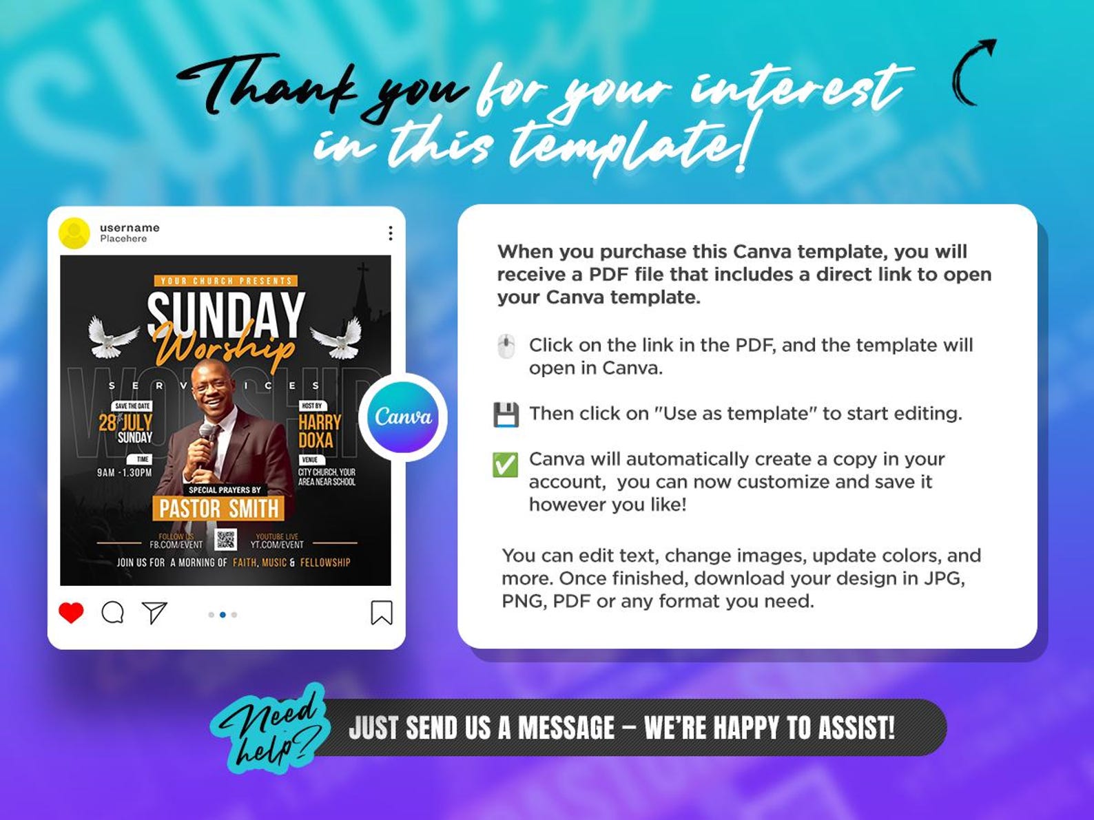Editable Church Special Sunday Service Flyer Canva Template, Religious ...