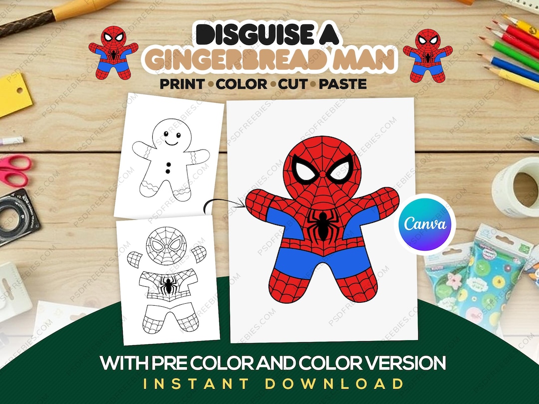 Spider Hero Gingerbread Man in Disguise, Web Hero Costume Craft ...