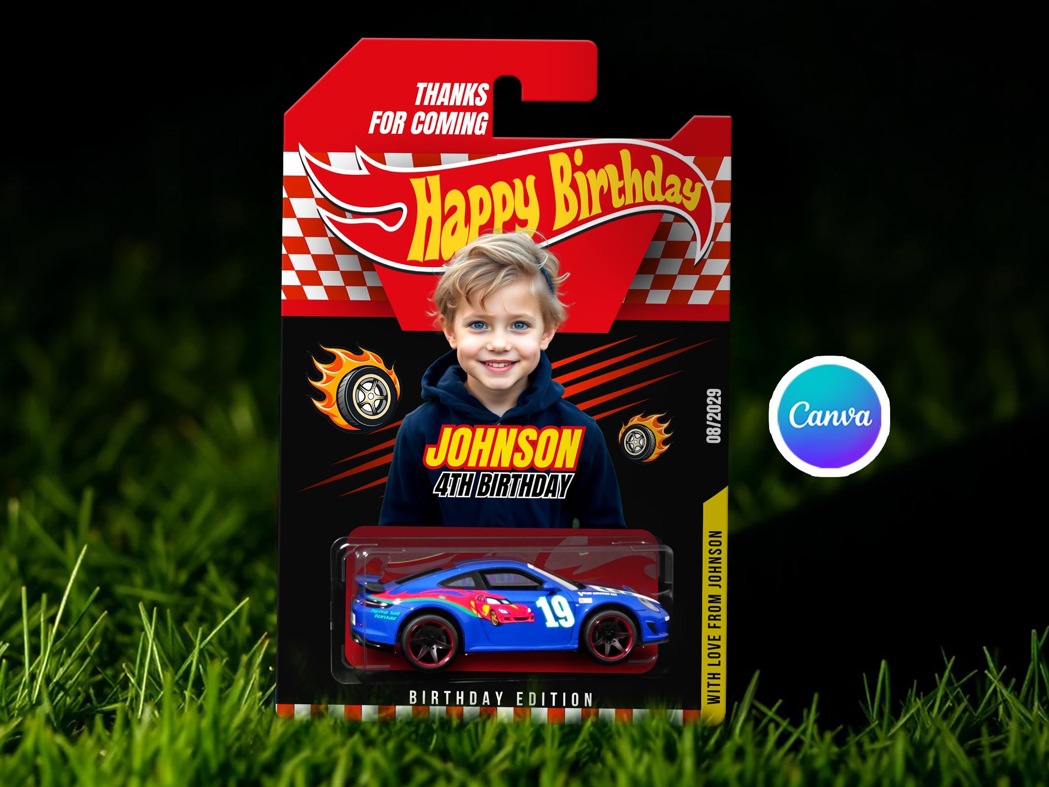 Editable Happy Birthday Race Car Packaging Canva Template, Printable ...