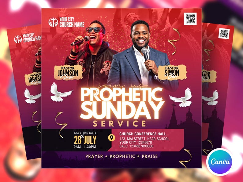 Editable Church Worship Flyer Template, Sunday Service Canva Flyer ...