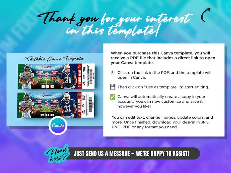 Editable Football Game Ticket Template, Sports Event Ticket, DIY Match ...