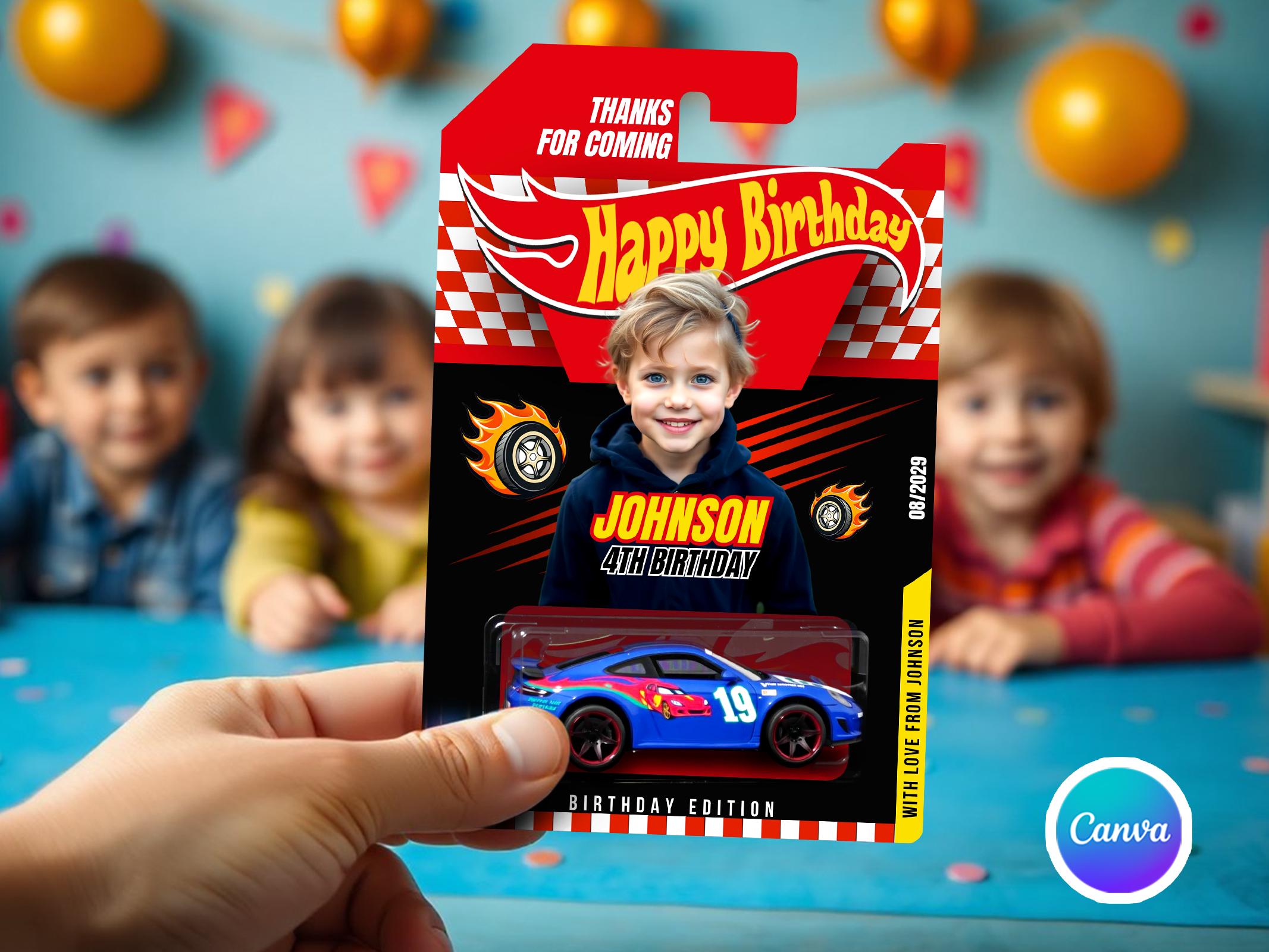 Editable Happy Birthday Race Car Packaging Canva Template, Printable ...
