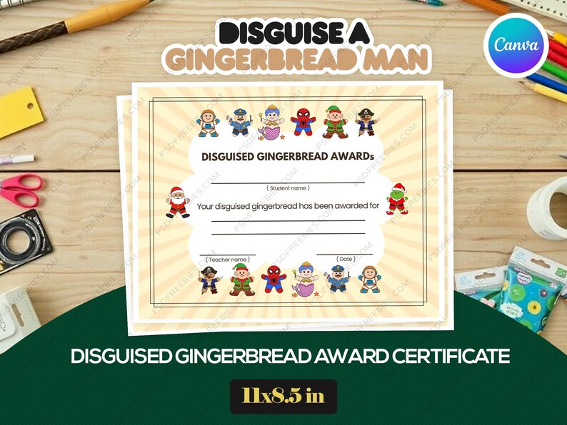 Gingerbread Man Disguise Outline & Award Certificate Bundle, Classroom ...