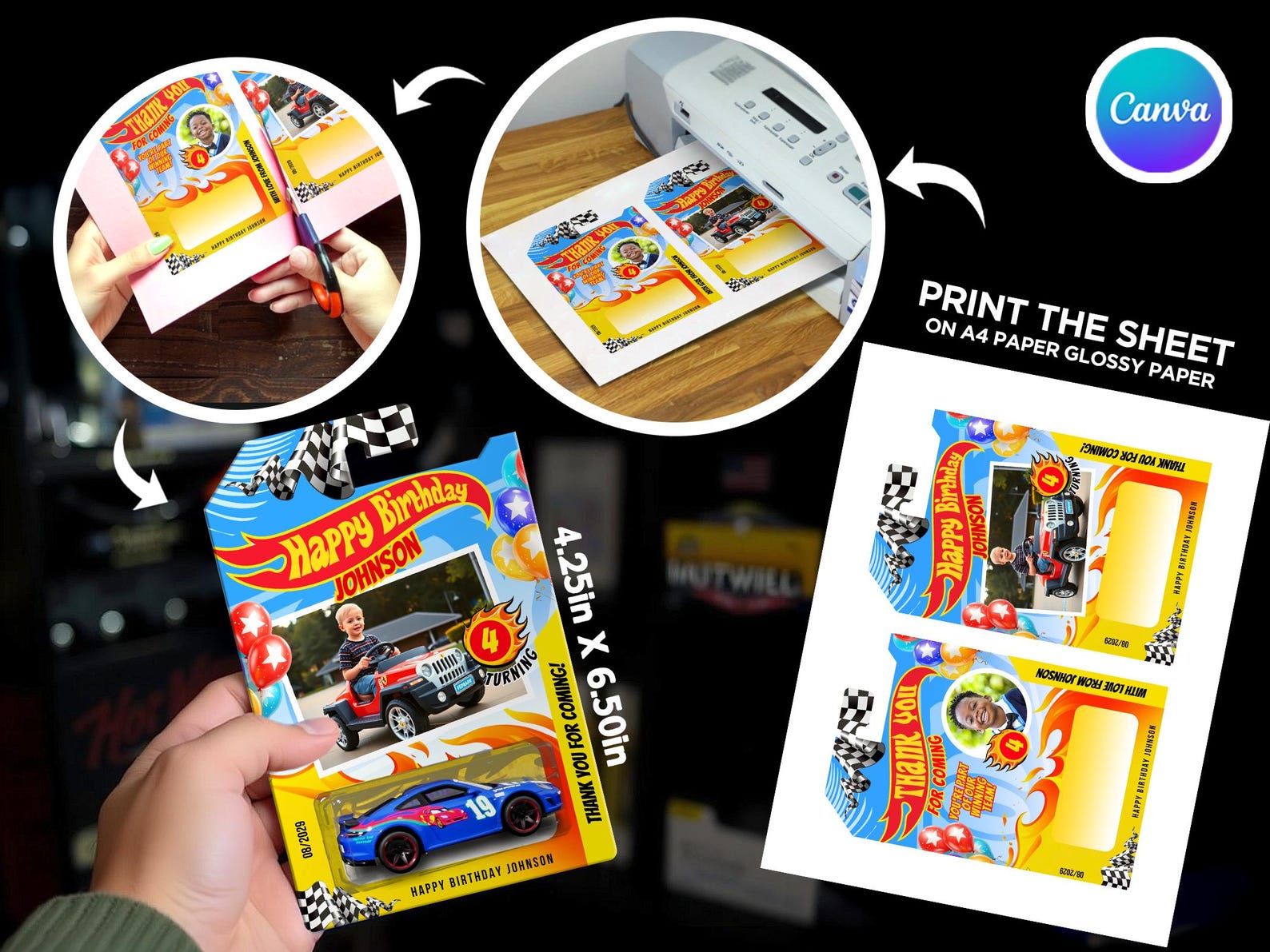 Editable Birthday Toy Car Packaging, Car Wheels Favor Template ...