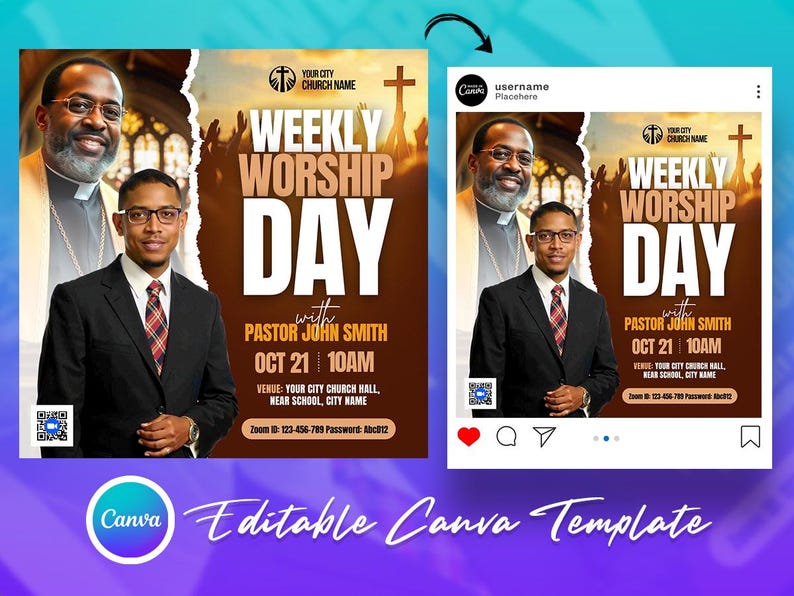 Editable Church Invitation Template, Religious Event Flyer (digital ...