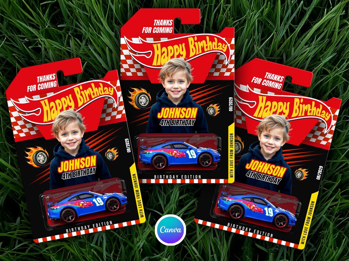 Editable Happy Birthday Race Car Packaging Canva Template, Printable ...