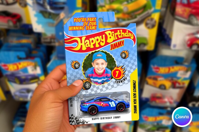 Editable Birthday Car Toy Packaging Canva Template, Kids Party Favor ...