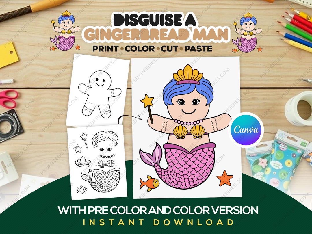 Mermaid Gingerbread Man in Disguise, Ocean Costume Gingerbread ...