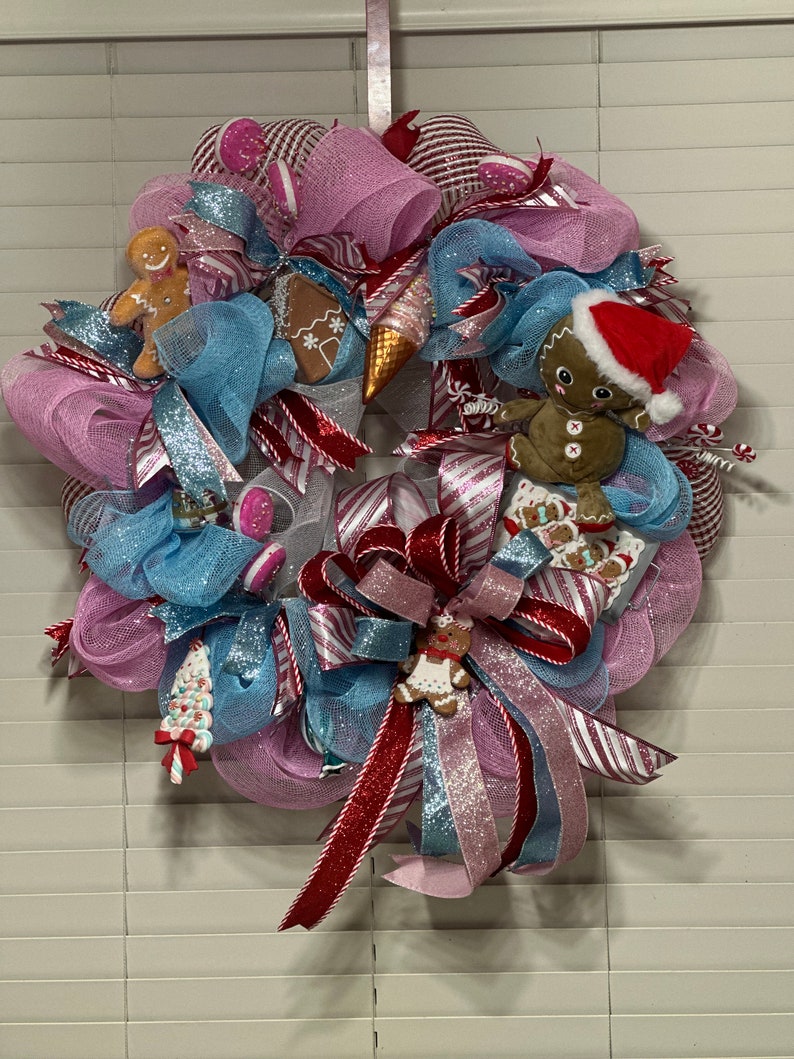 Deco Mesh Gingerbread Wreath - Etsy