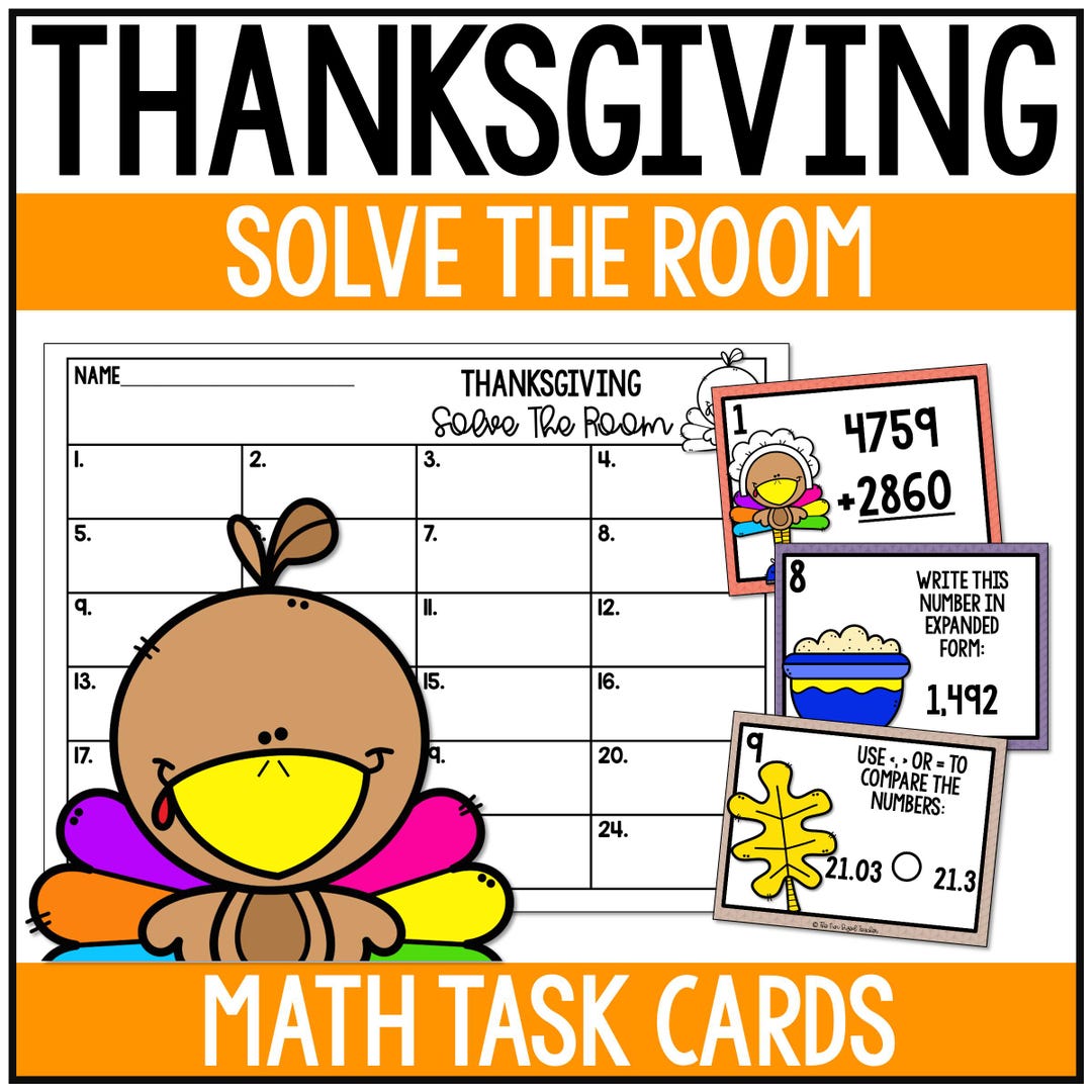 Thanksgiving Math Task Cards - Etsy