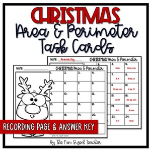 Christmas Area and Perimeter Task Cards - Etsy