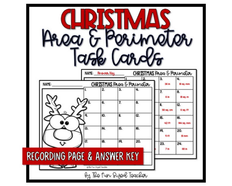Christmas Area and Perimeter Task Cards - Etsy