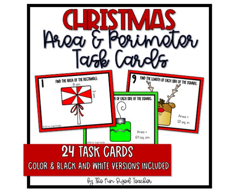 Christmas Area and Perimeter Task Cards - Etsy