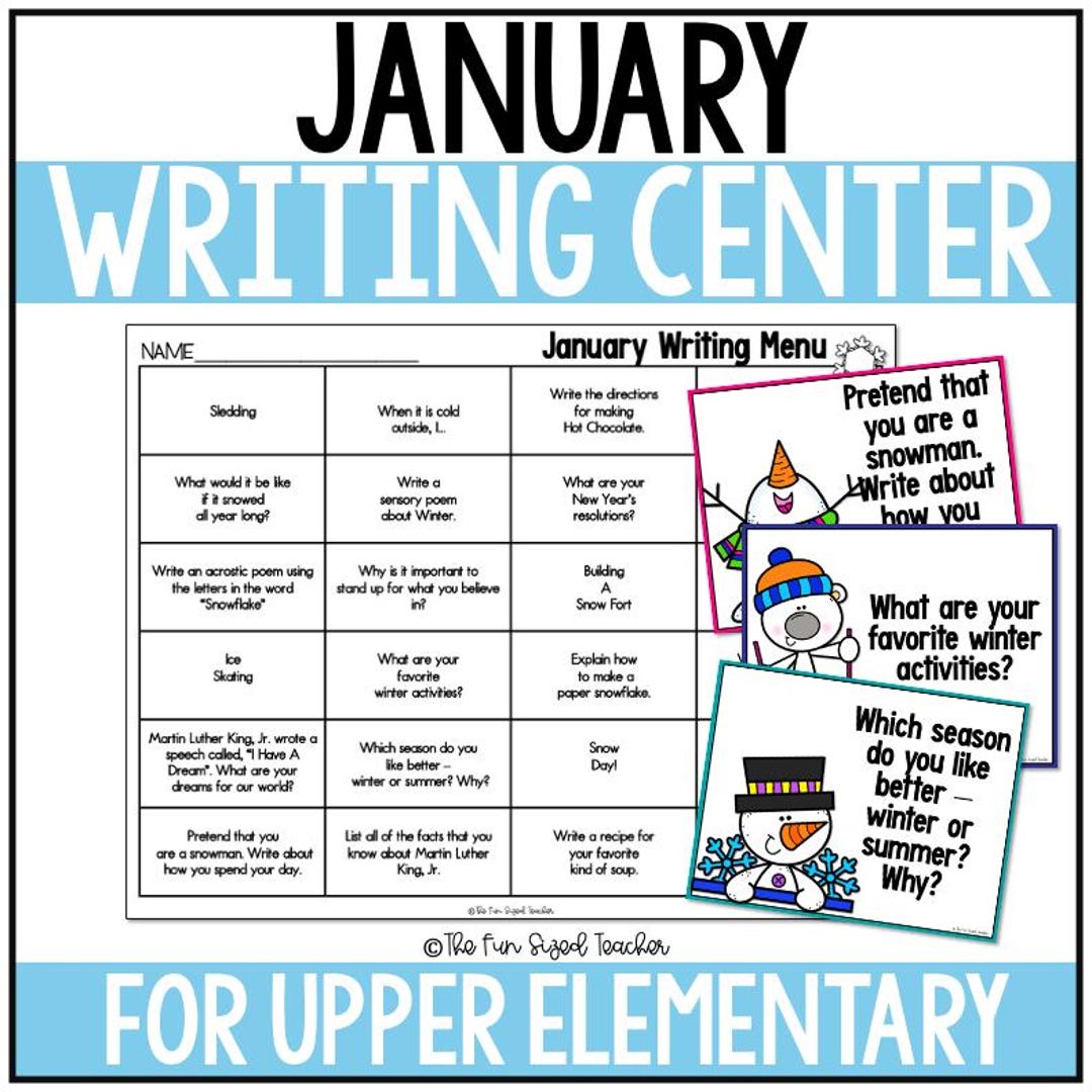January Writing Prompts | Winter Writing Center for Grades 3–5 - Etsy