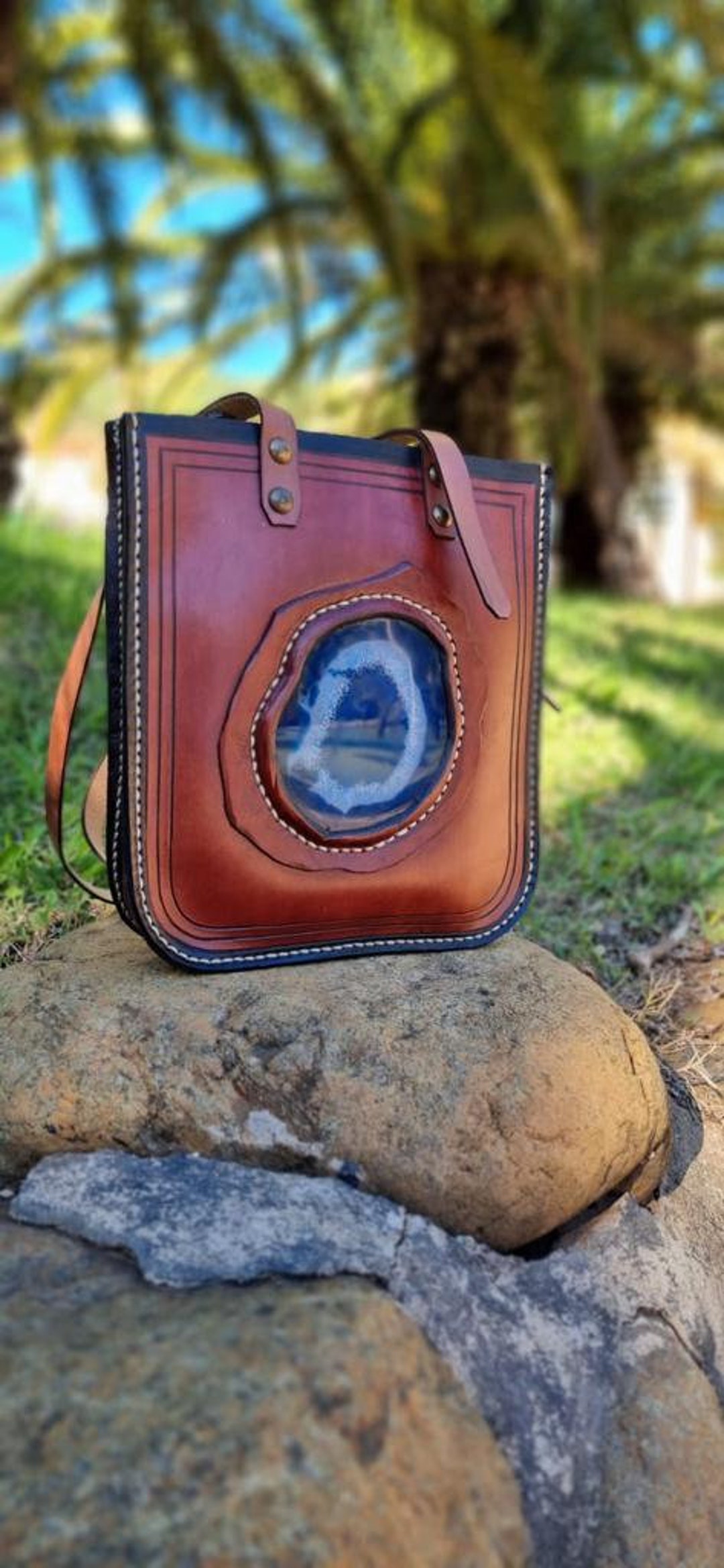 Natural Stone - Handmade Leather Bag - Laptop - Bag Briefcase - Leather ...